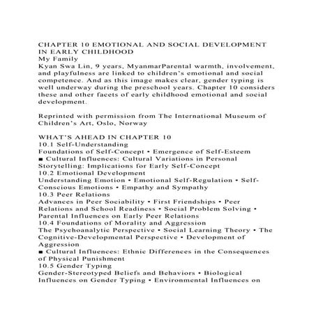 CHAPTER 10 EMOTIONAL AND SOCIAL DEVELOPMENT IN EARLY CHILDHOODMy.docx