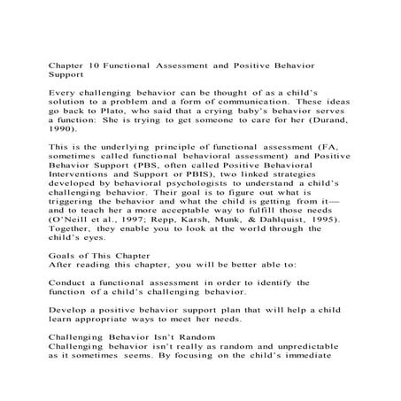 Chapter 10 Functional Assessment and Positive Behavior Support | DOCX ...