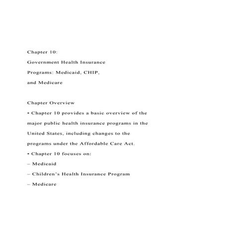 Chapter 10 Government Health Insurance Programs .docx | Health ...