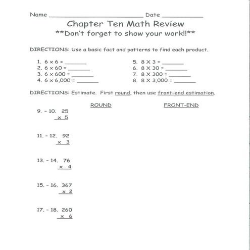 Chapter 10 Math Review | PDF | Education industry | Industries