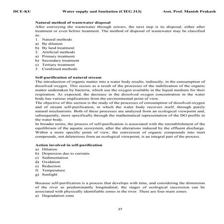 02 - Stream & Effluent standards, Oxygen sag curve, Self Purification.pptx