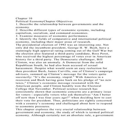 Chapter 10Political EconomyChapter Objectives1. Describe the r.docx