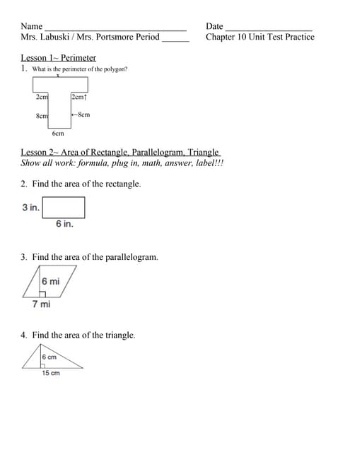 Area & perimeter i | PDF