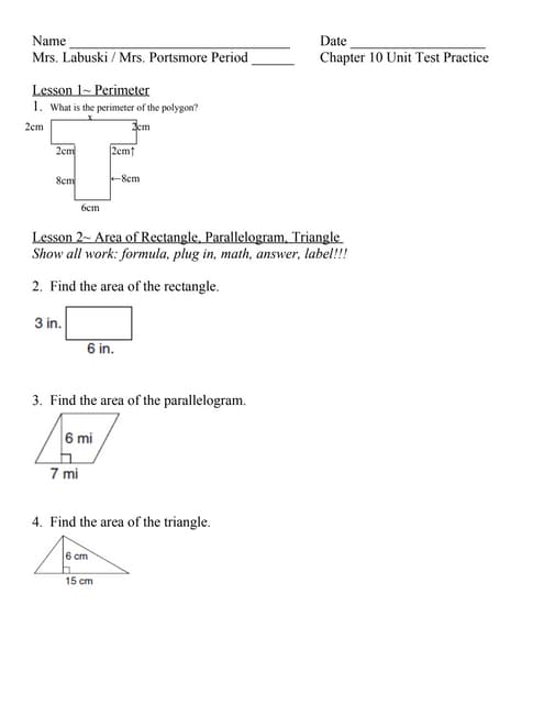 Area and perimeter of parallelograms | PPT