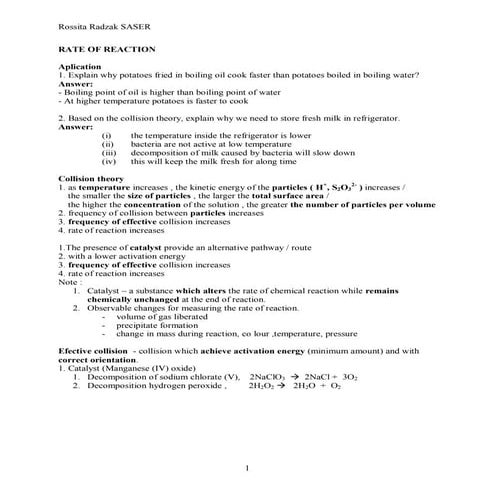 Chapter 10 Rate of reaction | PDF
