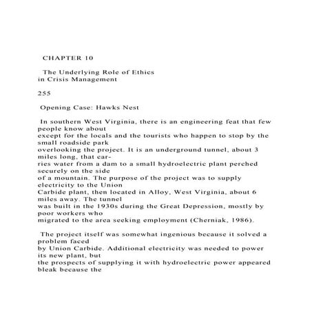 CHAPTER 10 The Underlying Role of Ethics in Crisis .docx