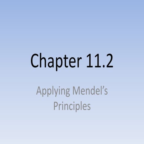 Chapter 11.2 Notes - Applying Mendel's Principles | PPTX