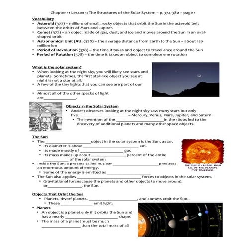 Chapter 11.1: The Structures of the Solar System | PDF