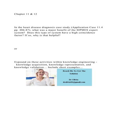 Chapter 11 & 12In the heart disease diagnosis case study (.docx