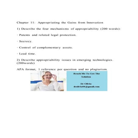 Chapter 11 Appropriating the Gains from Innovation 1) Desc | DOCX | Business and Finance