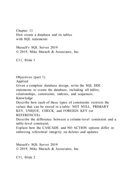 Chapter 11how Create A Database And Its Tables With Sql Stat Docx