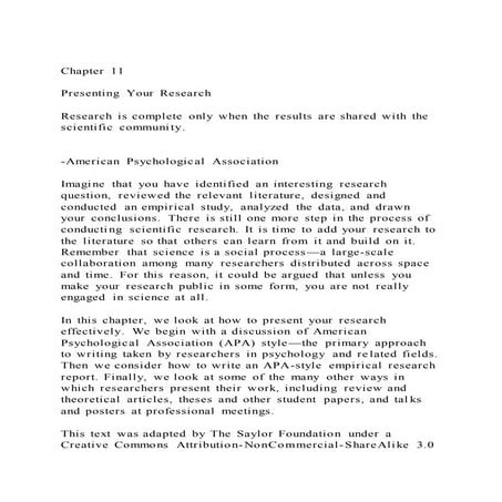 Chapter 11Presenting Your ResearchResearch is complete onl | PDF
