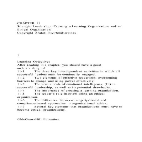 CHAPTER 11Strategic Leadership Creating a Learning Organizati | DOCX