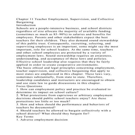 Chapter 11 Teacher Employment, Supervision, and Collective Bargain.docx