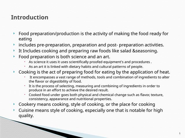 1.0 Introduction to kitchen operation | PPT