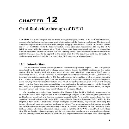 Grid fault ride through of dfig - Chapter 12 | PDF