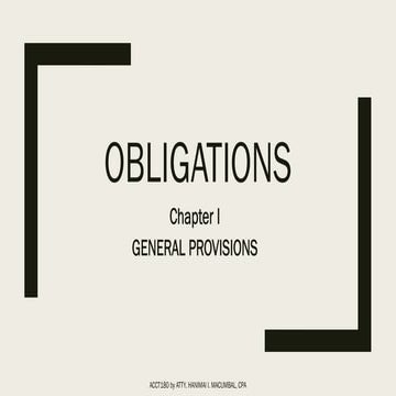 OBLIGATIONS CHAPTER 1 GENERAL PROVISIONS | PDF