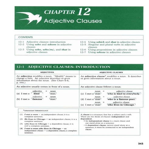 - 1 12-1 ADJECTIVE CLAUSES: INTRODUCTION | PDF