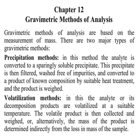 Chapter 12 gravimetric methods of analysis | PPT