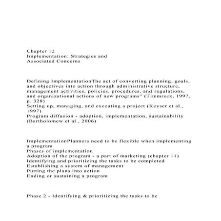 Chapter 12implementation Strategies And Associated Co Docx