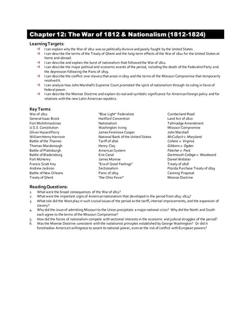 Chapter 11 Study Guide | DOCX