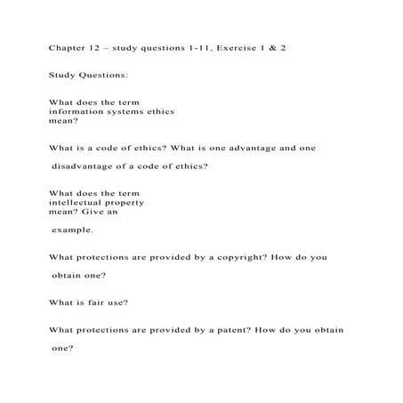 Chapter 12 – study questions 1-11, Exercise 1 & 2Study Questio.docx
