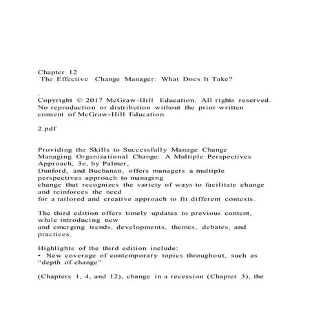 Chapter 12 The Effective Change Manager What Does It T | DOCX