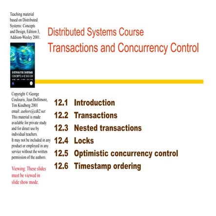Optimistic Concurrency Control In Distributed Systems