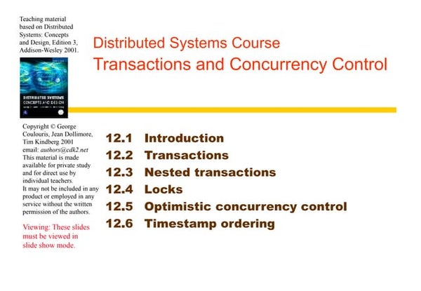Optimistic Concurrency Control In Distributed Systems