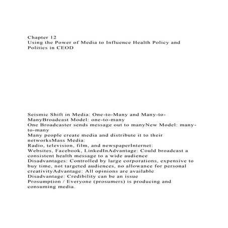 Chapter 12Using the Power of Media to Influence Health Policy .docx