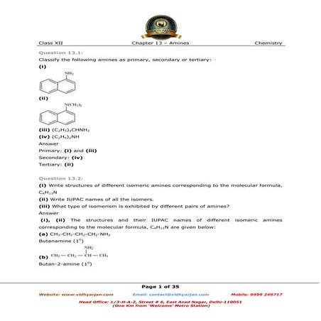 Chapter 13 Amines | PDF