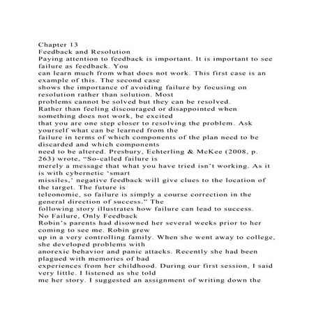 Chapter 13Feedback and ResolutionPaying attention to feedback .docx