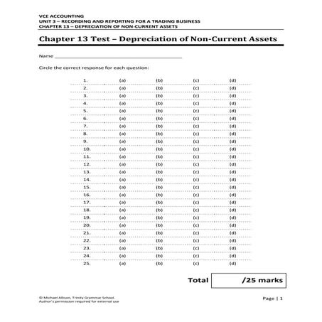 Chapter 13 Straight-Line Depreciation - Test | PDF