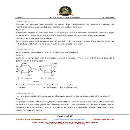 Chapter 14 Biomolecules | PDF