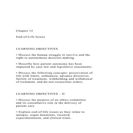 Chapter 15End-of-Life IssuesLEARNING OBJECTIVE.docx | Debated Sensitive ...