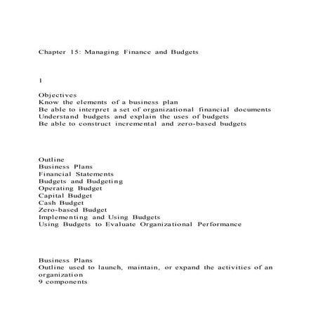 Chapter 15 Managing Finance and Budgets1Objectives | PDF