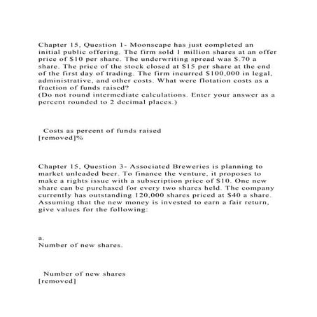 Chapter 15, Question 1- Moonscape has just completed an initial pu.docx