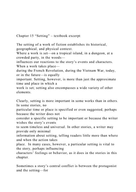 Chapter 15 Setting” – textbook excerpt The setting of a w.docx Chapter 15 Setting” – textbook excerpt The setting of a w.docx