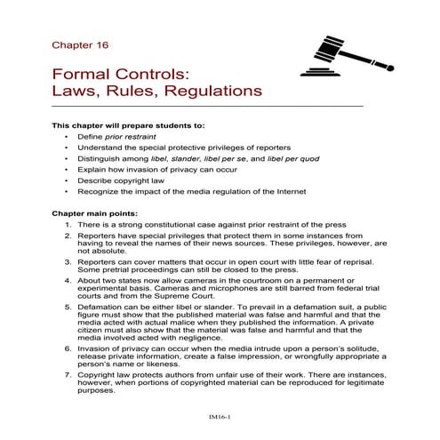 C16 - Formal Controls : Laws, Rules & Regulations | PDF