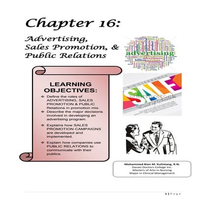 Chapter 16 advertising, sales promotion & public relations | PDF