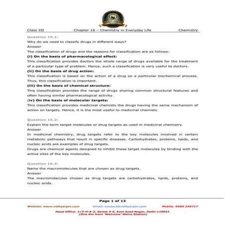 Chapter 16 chemistry in everyday life | PDF