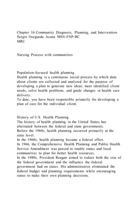 COMMUNITY HEALTH NURSING DIAGNOSIS | PPT