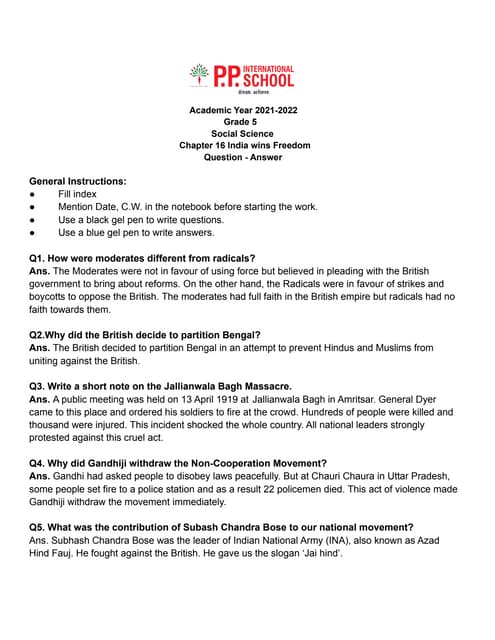 Freedom Struggle of India -Revision Worksheets | PDF