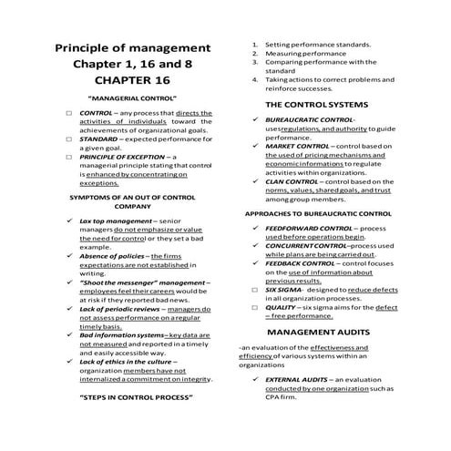 principle of management chapter 1, 8, and 1 | PDF