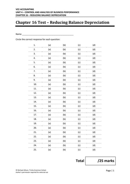 Chapter 16 Reducing Balance Depreciation - Test | PDF Chapter 16 Reducing Balance Depreciation - Test | PDF