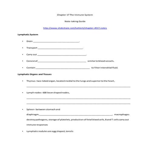 Chapter 17 the immune system note guide | DOCX