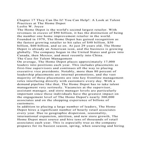 Chapter 17 They Can Do It! You Can Help! A Look at Talent Practic.docx