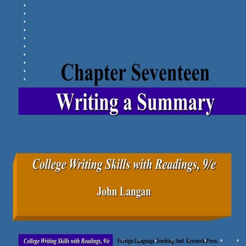 Chapter 17 Writing a Summary.ppt