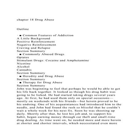 chapter 18 Drug AbuseOutline· Common Features of Addic.docx | Illegal ...