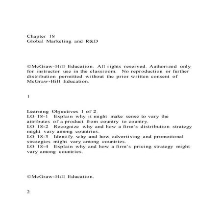 Chapter 18Global Marketing and R&D©McGraw-Hill Educa | DOCX